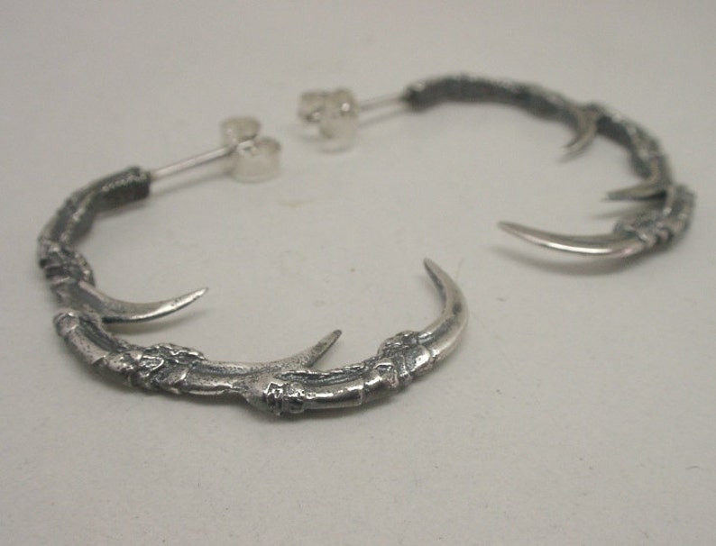 Magpie Triple Claw Hoops Model A Sterling Silver - Etsy