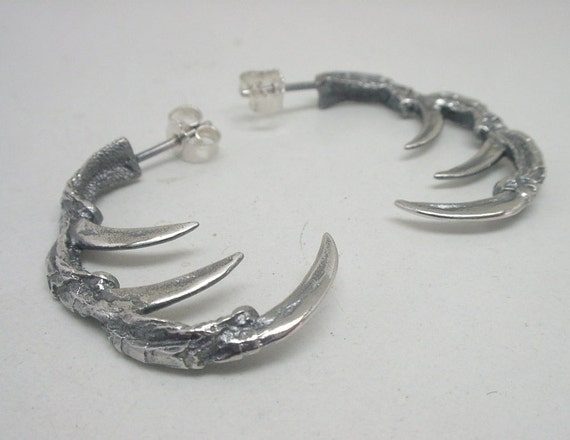 Magpie Triple Claw Earrings Model B Sterling Silver | Etsy