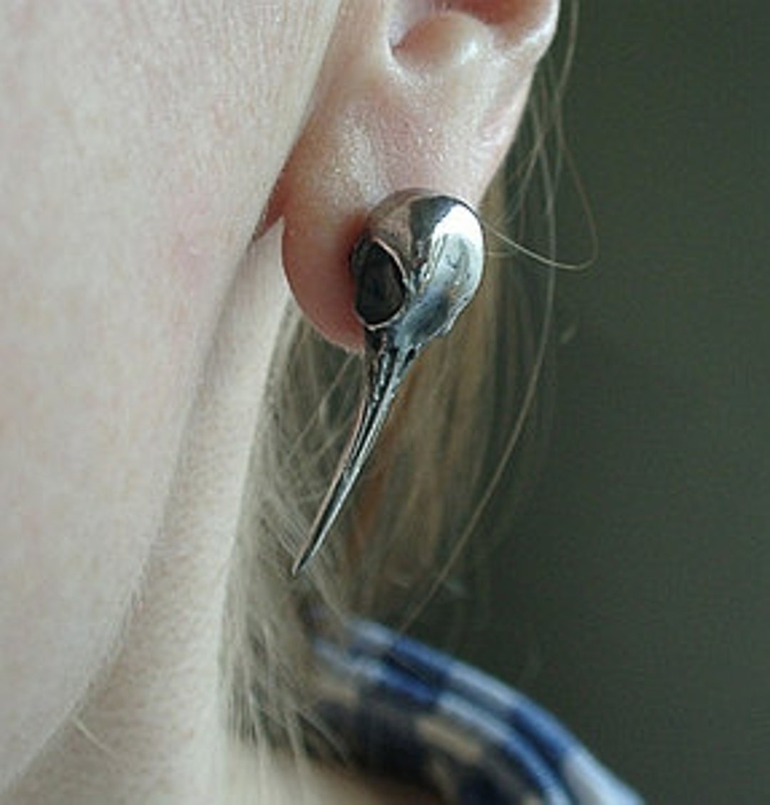 Single Hummingbird Skull Earstud, Sterling Silver - Etsy