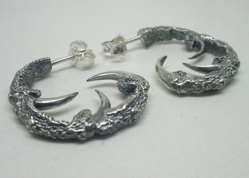 Triple Owl Talon Hoops Sterling Silver - Etsy