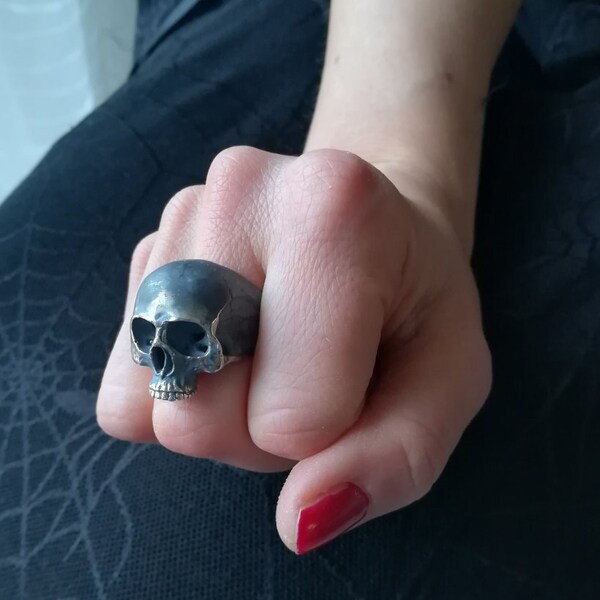 Sterling Skull Ring - Etsy