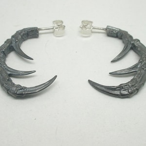 Carrion Crow Triple Claw Earrings, Sterling Silver - Etsy