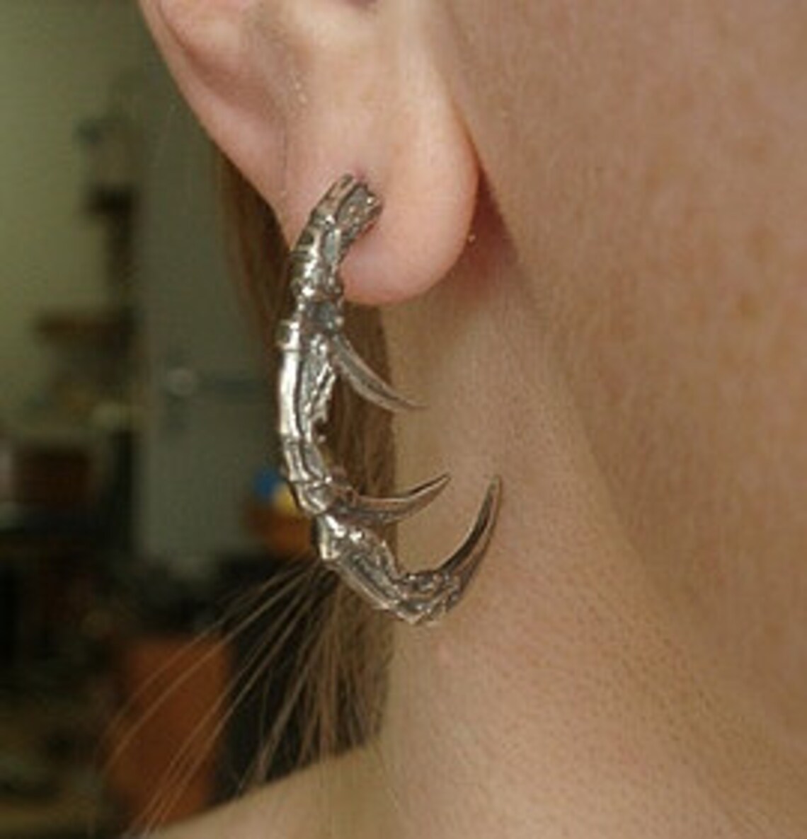Carrion Crow Triple Claw Earrings, Sterling Silver - Etsy