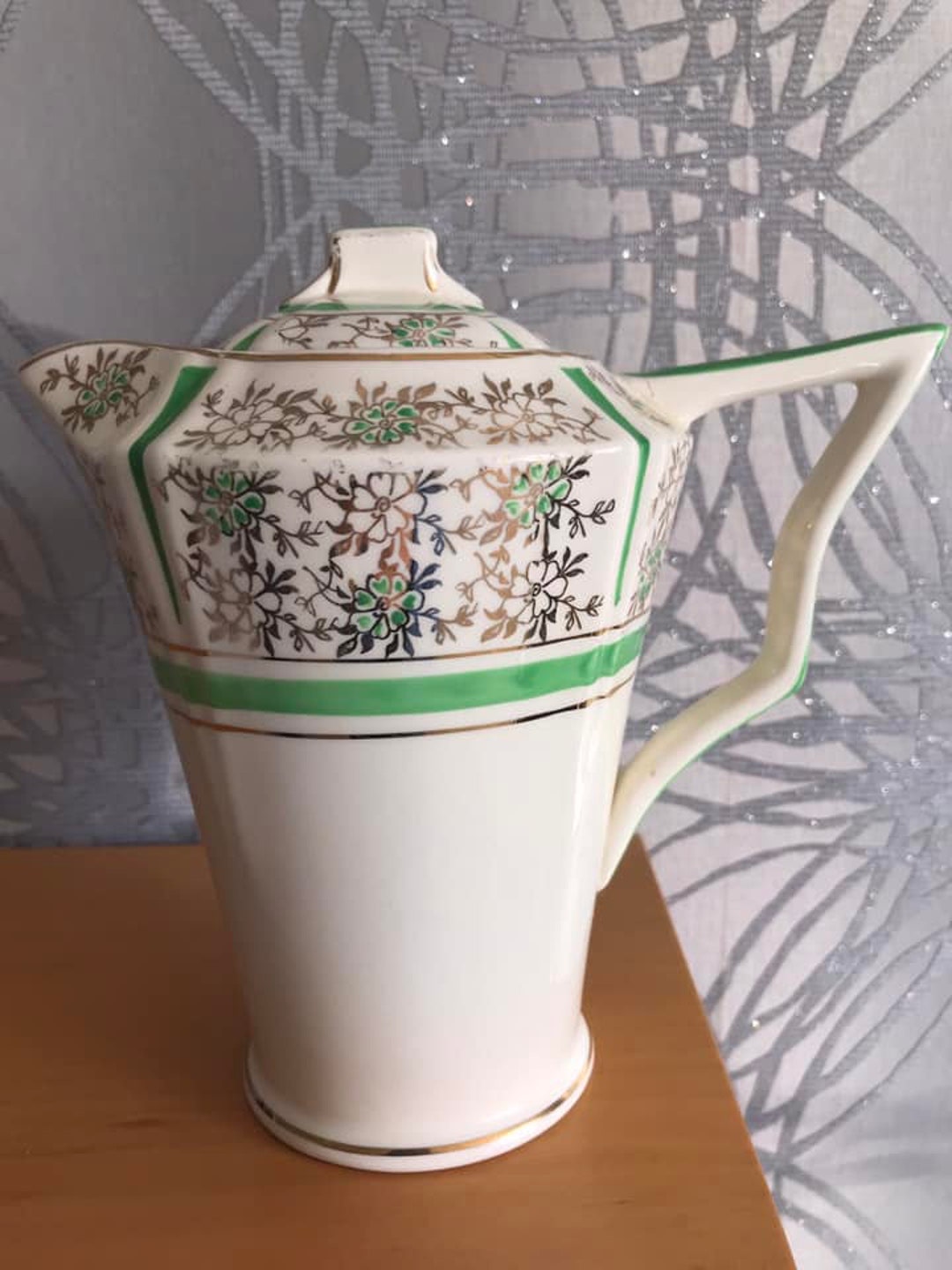 Art Deco Green & Gold Floral Tams Ware Handpainted Coffee Pot - Etsy