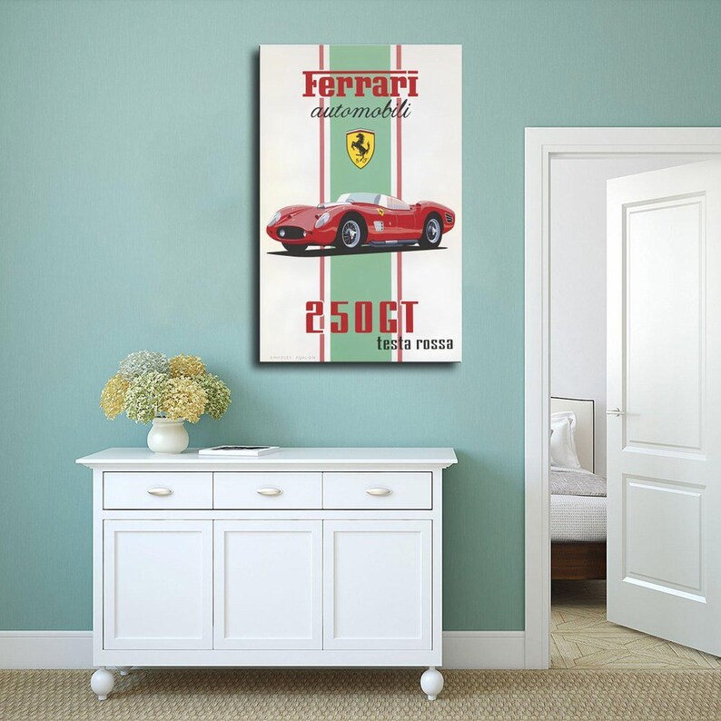 Ferrari 250GT Testa Rossa Canvas Art, Classic Car Poster, Vintage ...