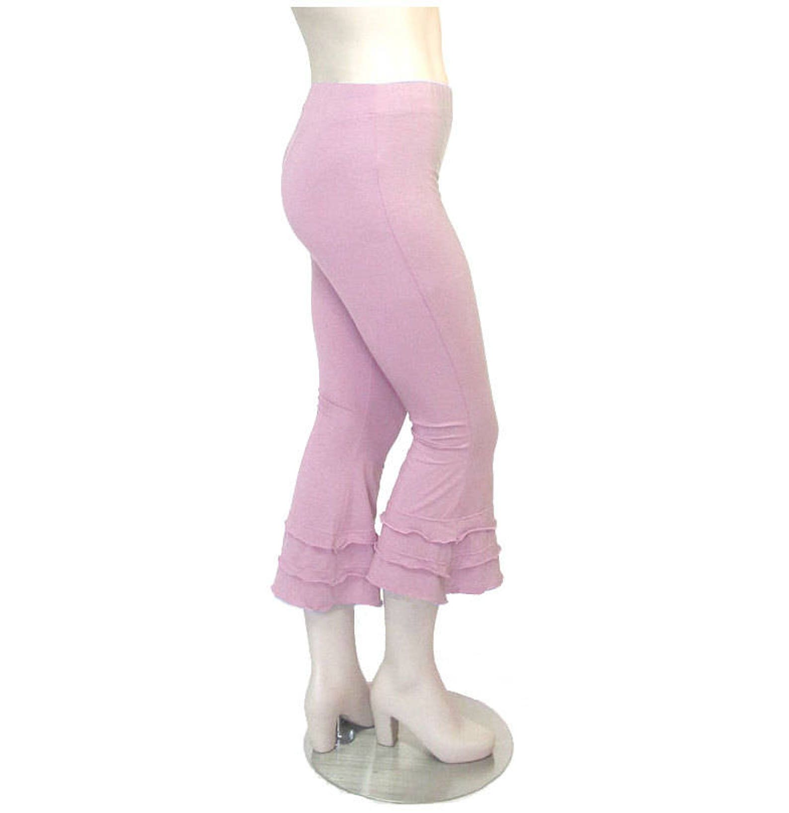 Plus Size Ruffled Cuffed Capris-yoga Pants-hand Dyed Organic | Etsy