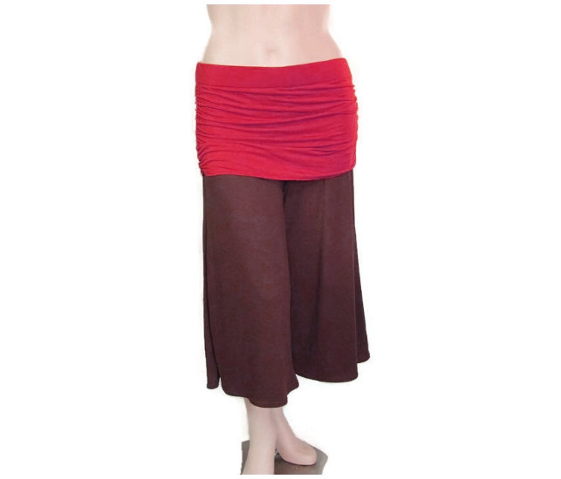 Plus Size Gauchos Wide Leg Cropped Pants-skirted Ruched Hip - Etsy
