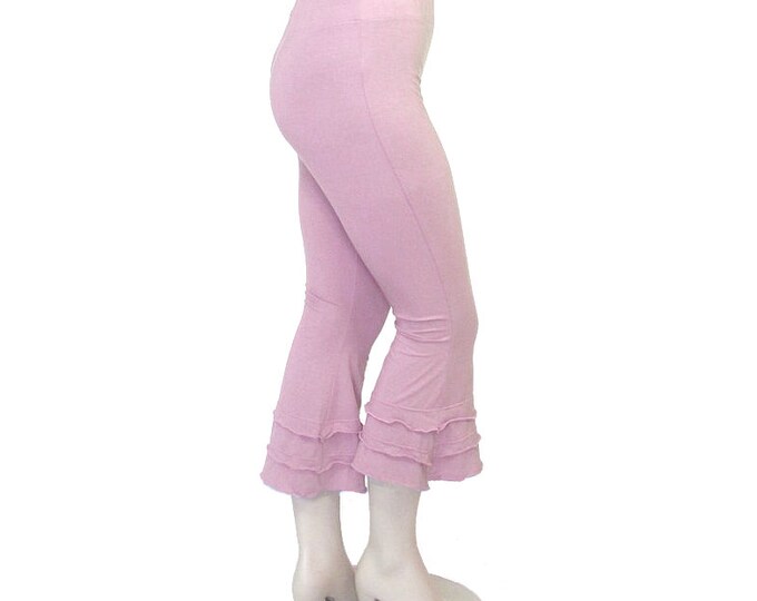 Plus Size Ruffled Cuffed Capris-yoga Pants-hand Dyed Organic - Etsy