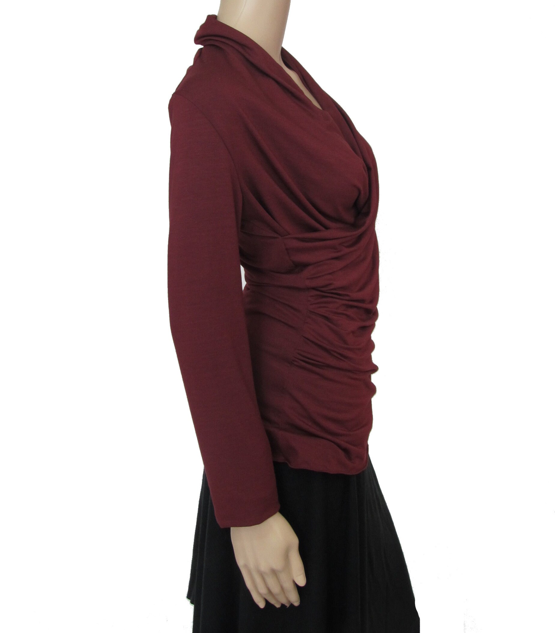 Plus Size Wrap Top Draping Ruched Shirt-all Natural Fiber | Etsy