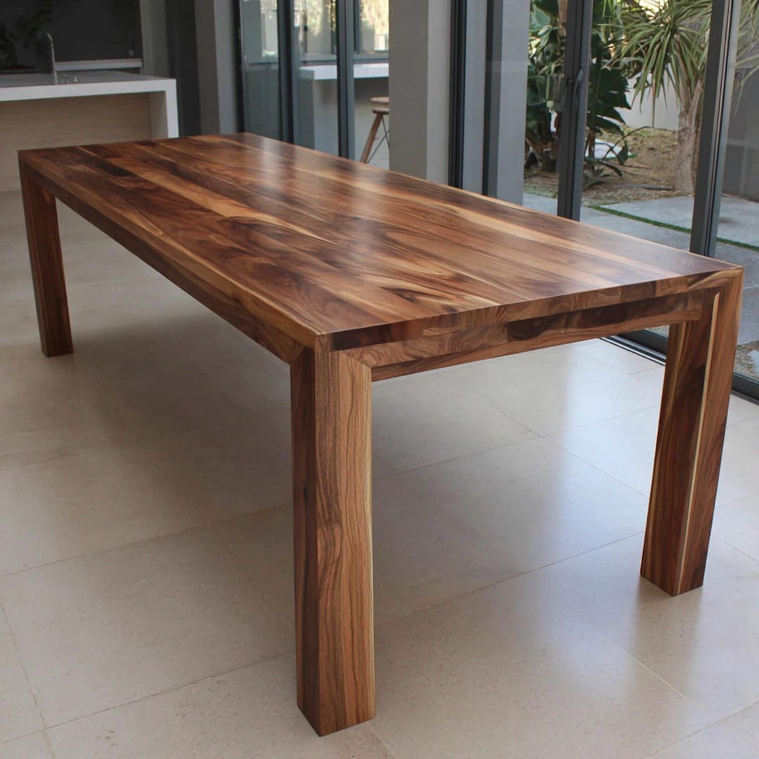 Solid Walnut Farmhouse Dining Table – Live Edge Handmade Kitchen ...
