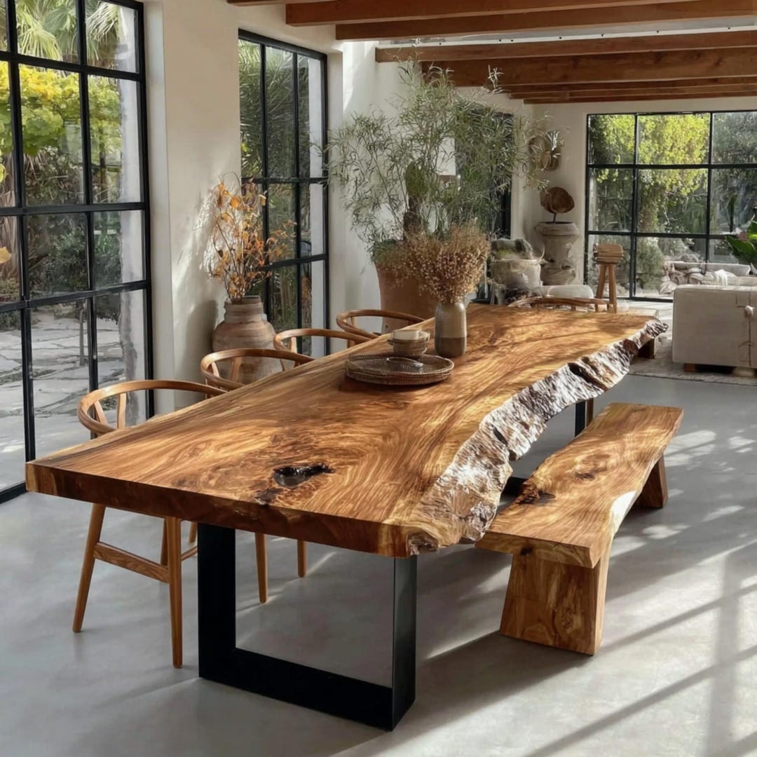 Live Edge Walnut Dining Table – Handcrafted Farmhouse Rustic Wood Slab ...