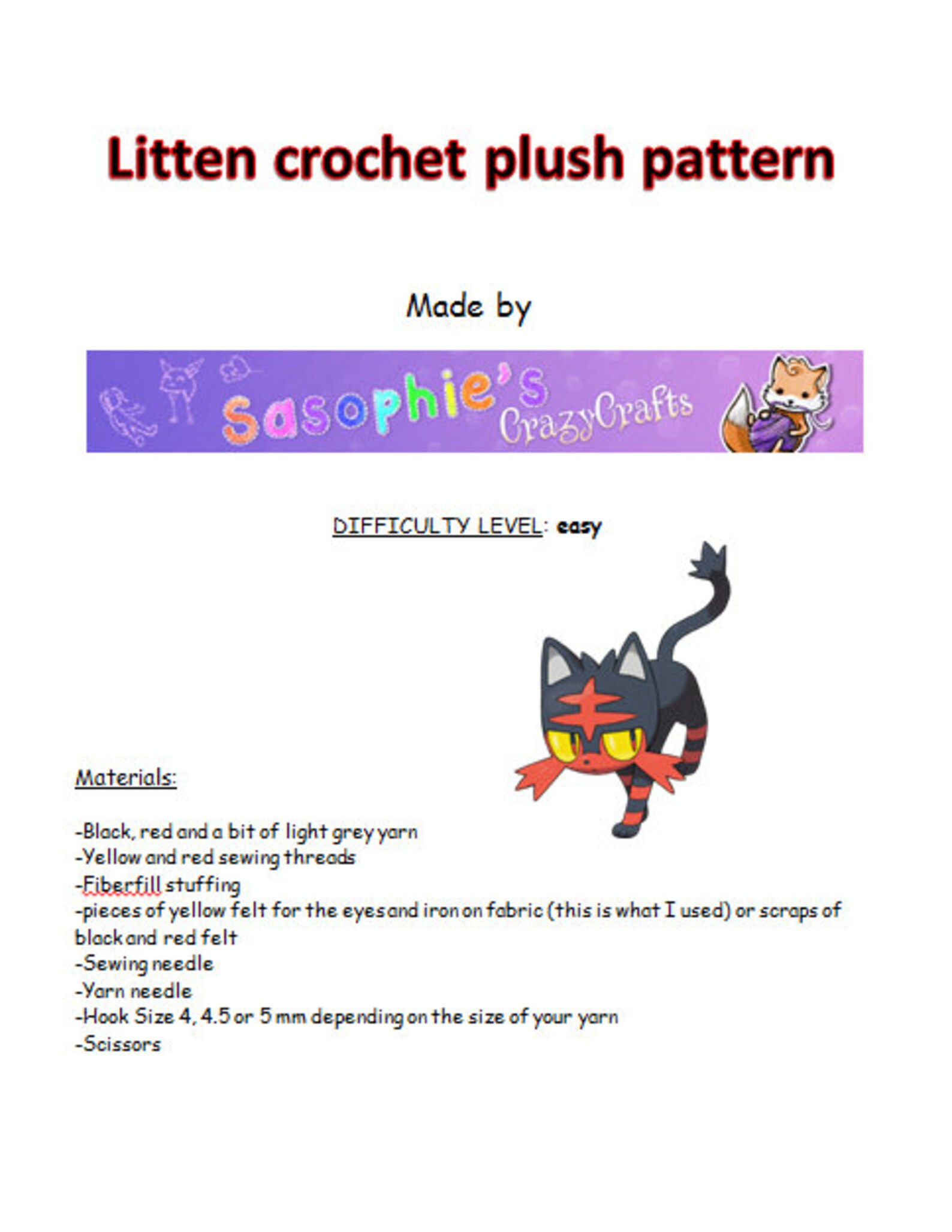 PATTERN Litten Crochet Pattern | Etsy
