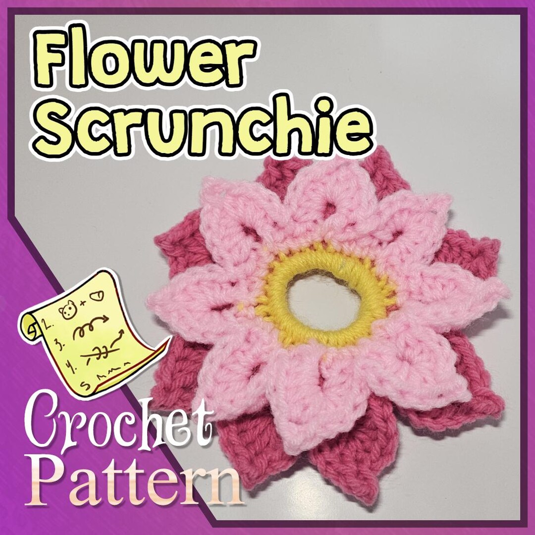 Flower Scrunchie Crochet Pattern - Etsy