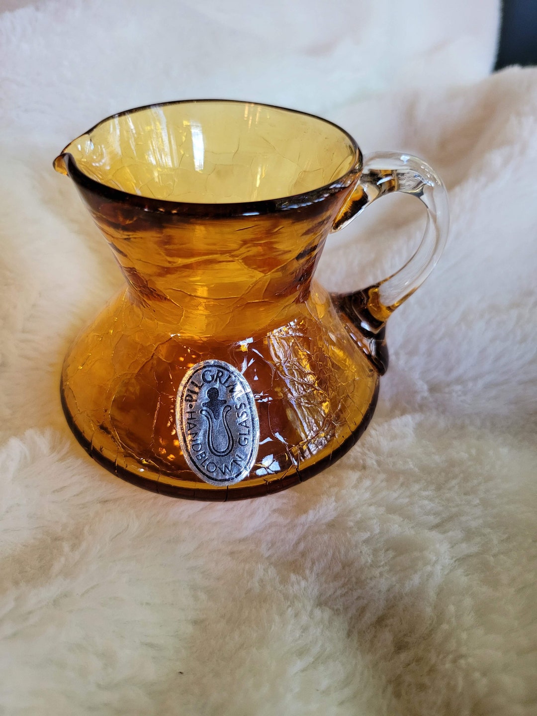 Vintage Pilgrim Glass Pitcher in Topaz - Etsy
