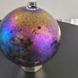 Hand Blown Ornament in Oil Slick Blue - Etsy
