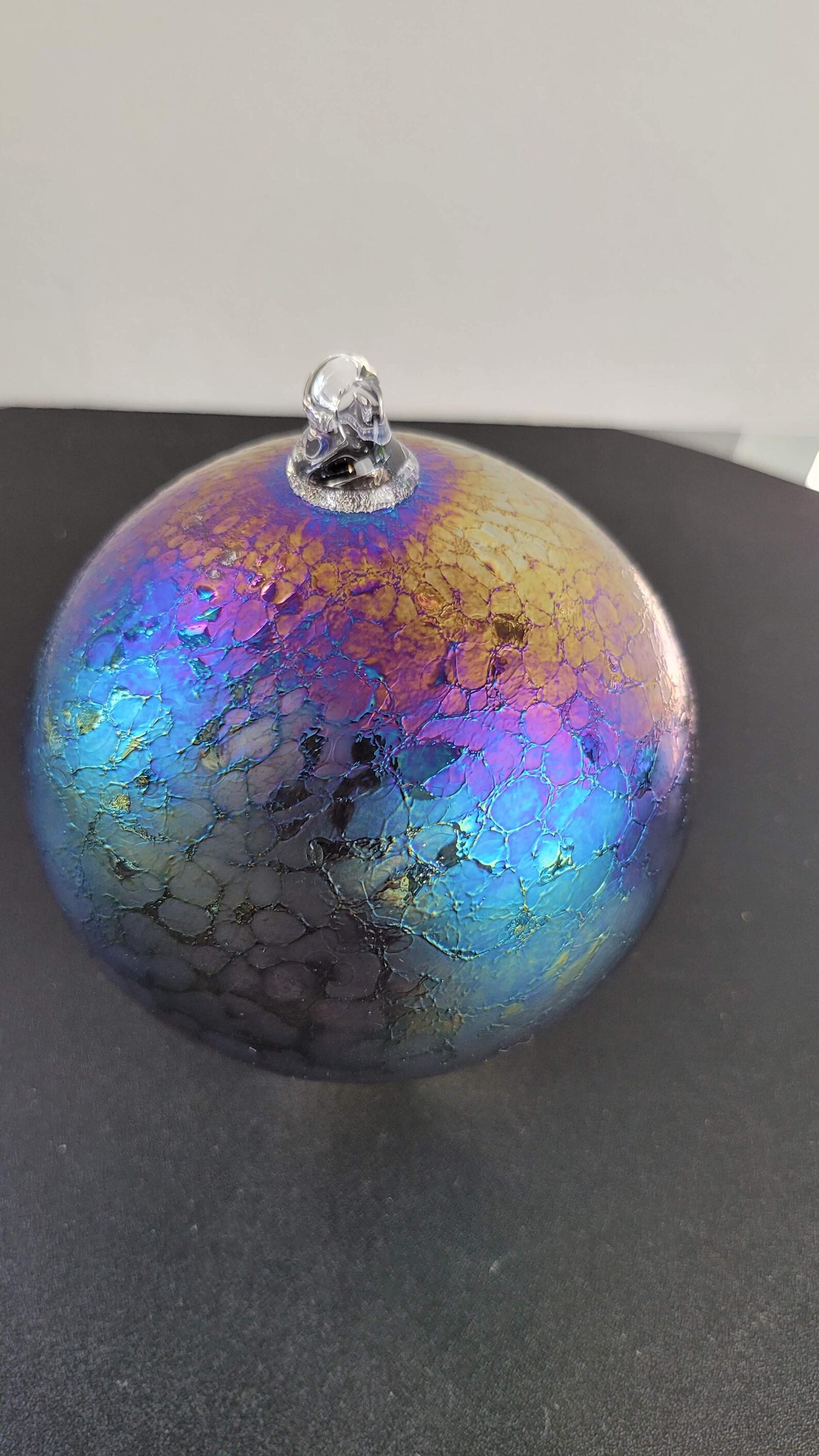 Hand Blown Ornament in Oil Slick Blue - Etsy