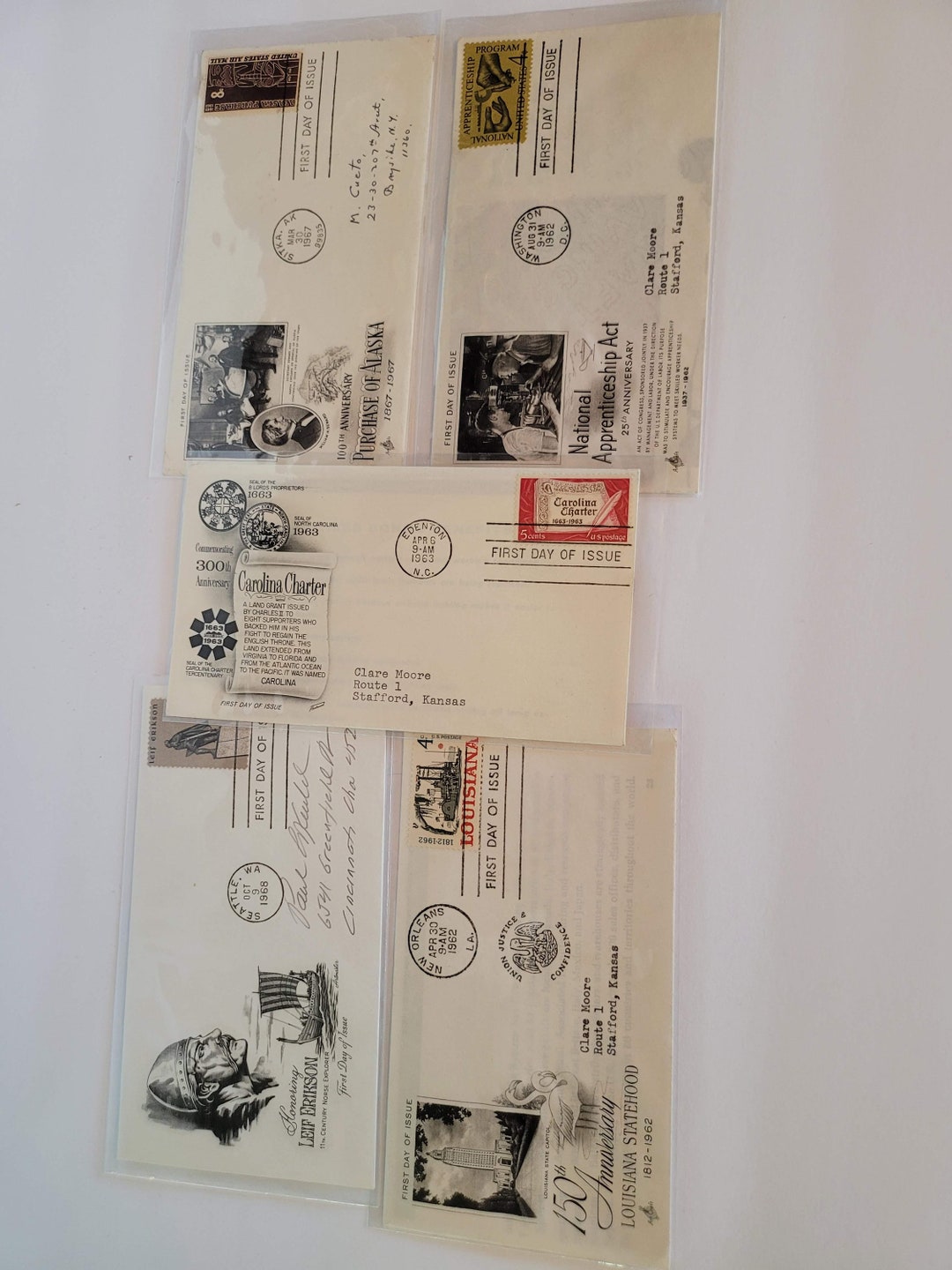 First Day Stamps-leif Erikson-carolina Charter-louisiana-apprenticeship ...
