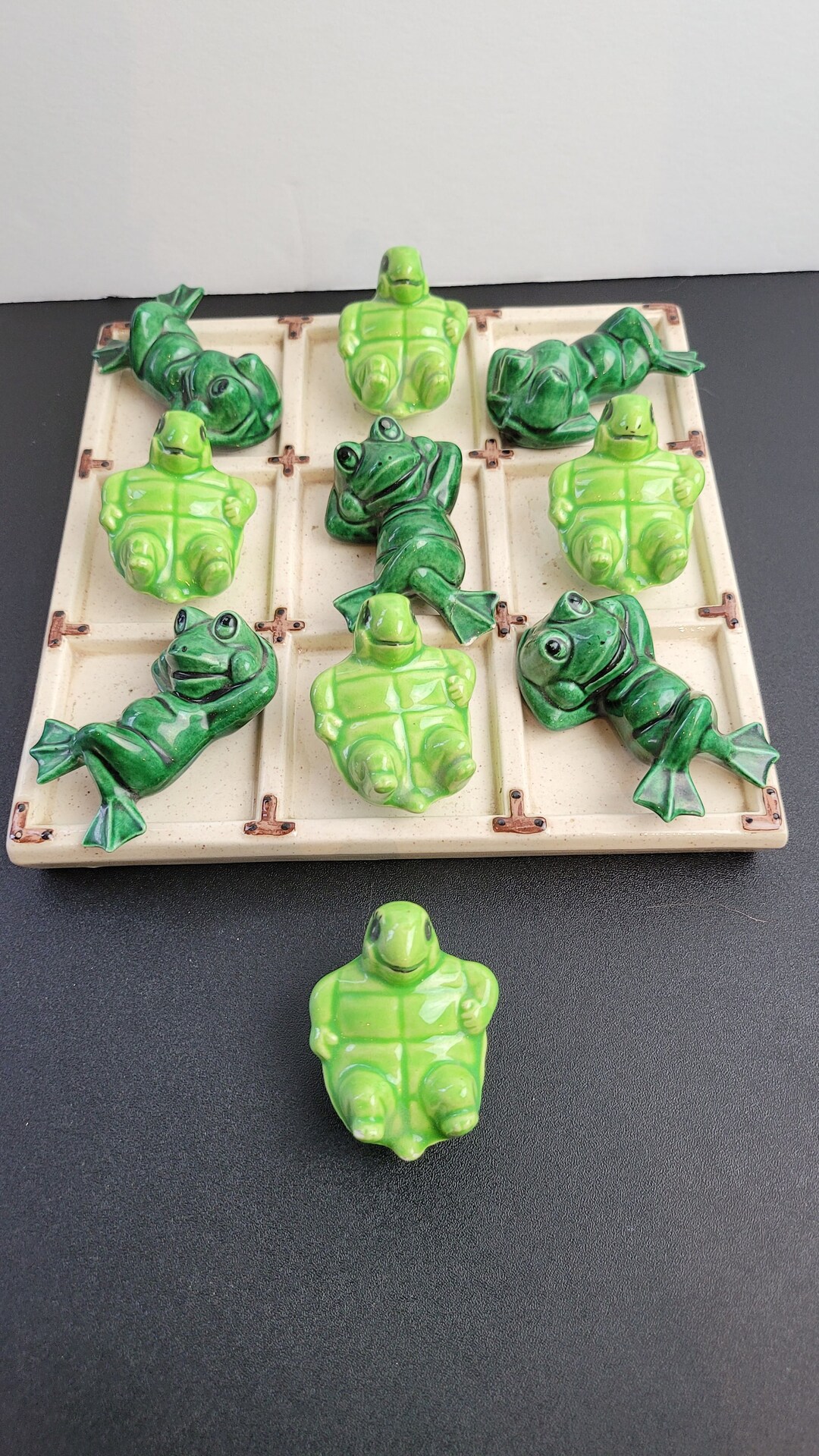 1970's Duncan Ceramic Frog and Turtle Tic Tac Toe With Ceramic Board - Etsy
