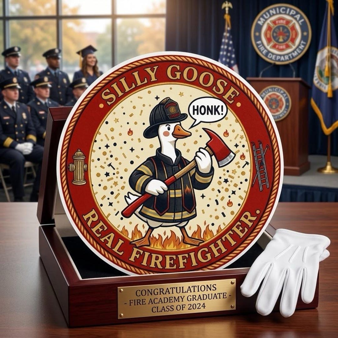 Funny Firefighter Gift, Silly Goose Real Firefighter Sticker, Fire ...