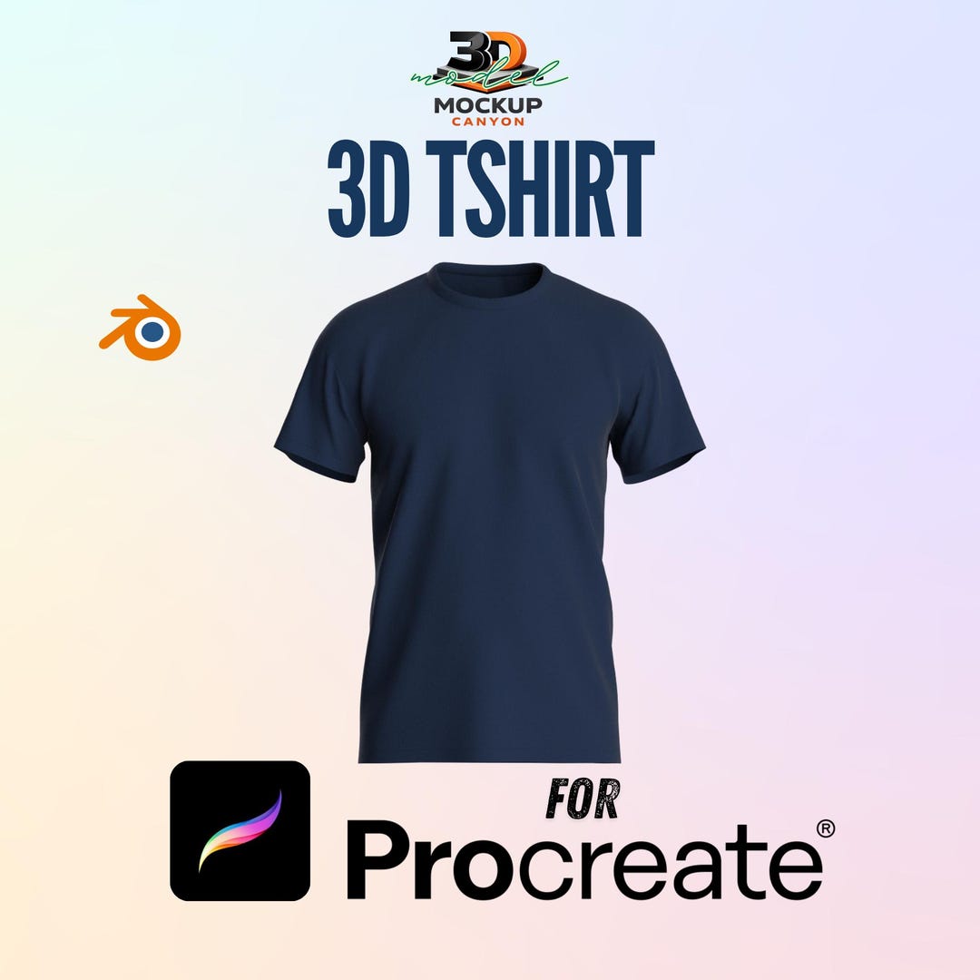 3D Tshirt Mockup for Procreate | Clo3d Blender Garment Model - Etsy
