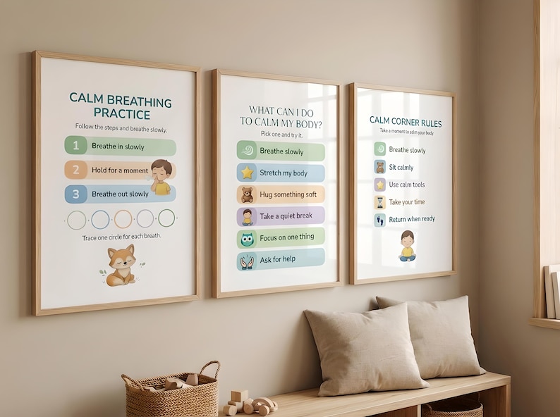 Calm Corner Posters for Kids | Breathing Poster Set | Classroom Calm ...