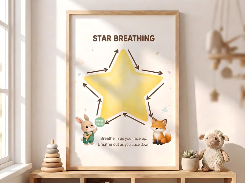 Star Breathing Poster for Kids | Calm Corner Printable | Kids Breathing ...