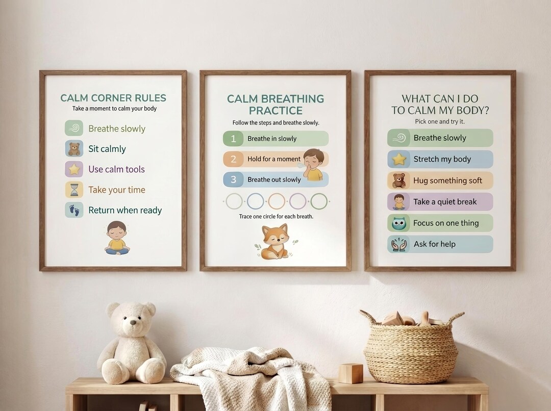 Calm Corner Posters for Kids | Breathing Poster Set | Classroom Calm ...