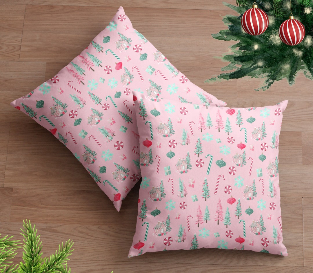 Pink Christmas, Peppermint Christmas, Holiday Pillow, Christmas Gift ...