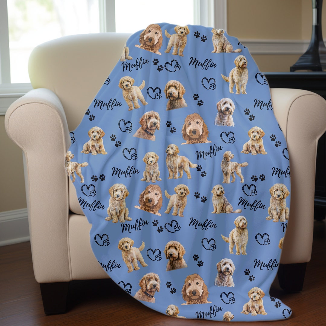 Golden Doodle Custom Dog Blanket, Dog Name Blanket Dog Breed Blanket ...