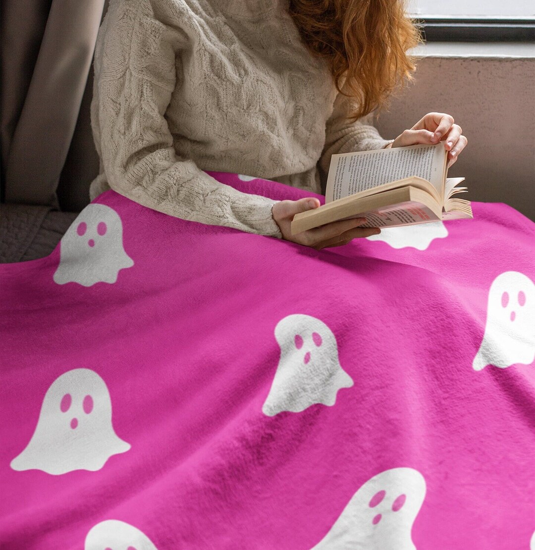 Pink Ghost Soft Velveteen Plush Blanket Spooky Ghosts - Etsy