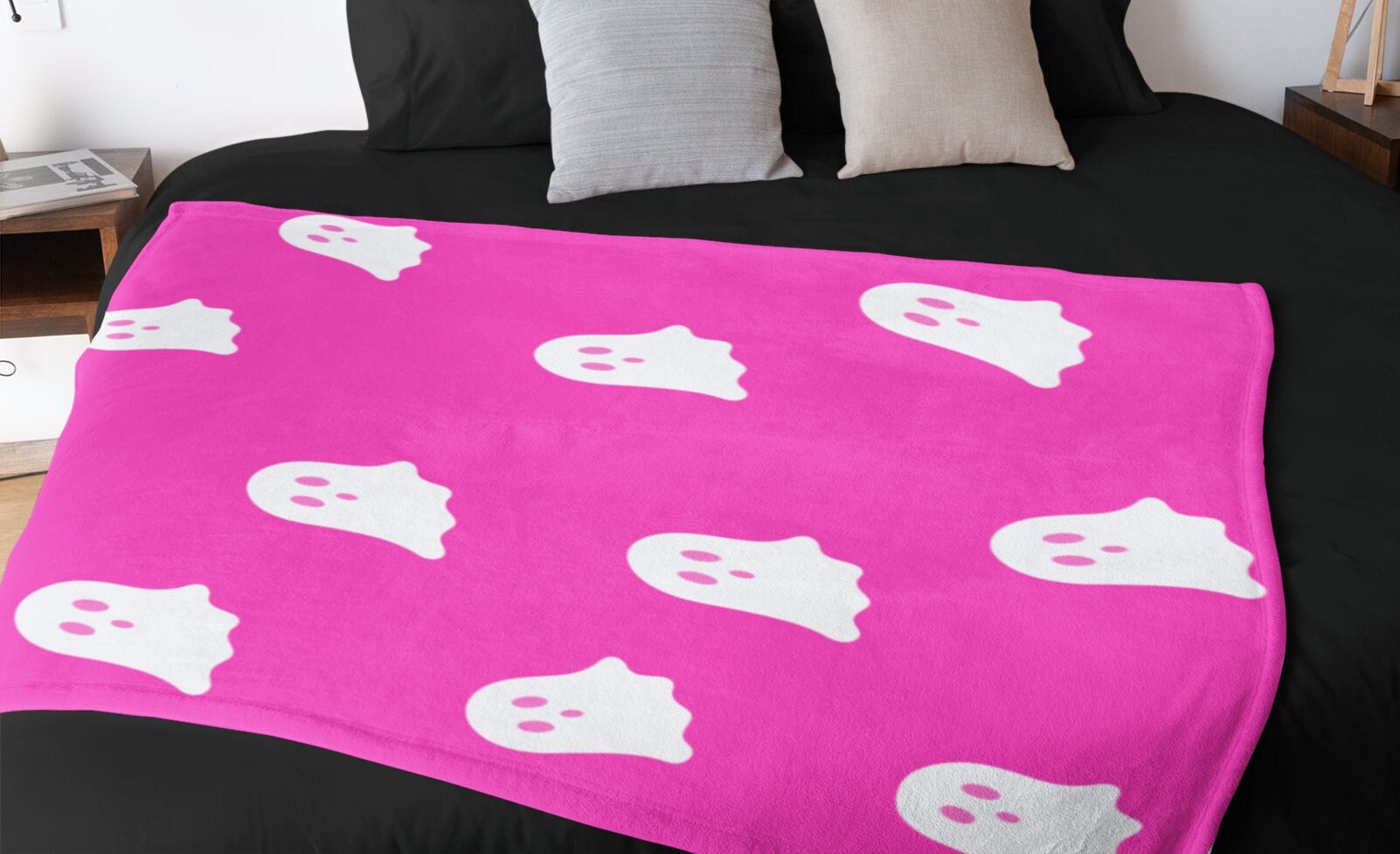 Pink Ghost Soft Velveteen Plush Blanket Spooky Ghosts - Etsy