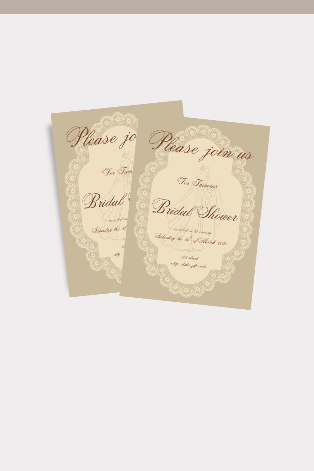 Classy Beige Bridal Shower Invite (digital Download) - Etsy