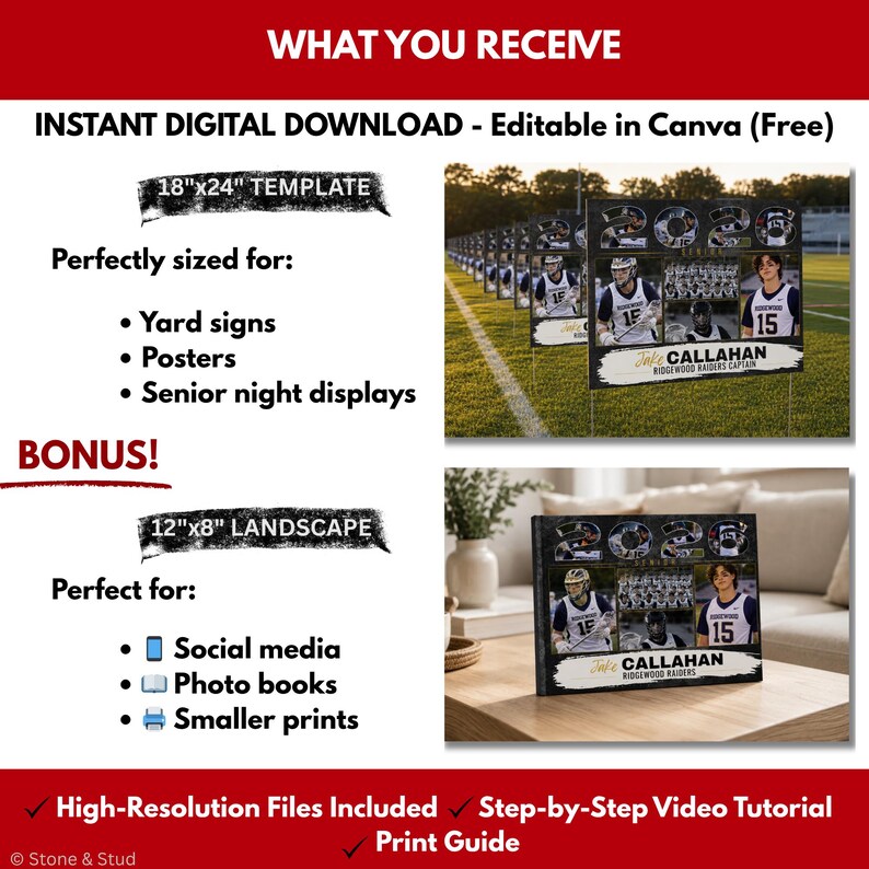 Sports Photo Collage Template | Senior Night Poster Any Sport | Athlete ...