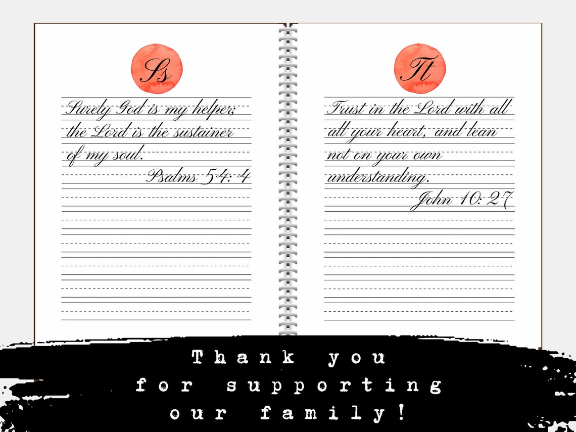 Alphabet Bible Verse COPYWORK, Cursive Scripture Printable, Cursive ...