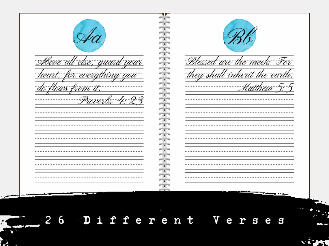 Alphabet Bible Verse COPYWORK, Cursive Copywork Printable, Cursive ...