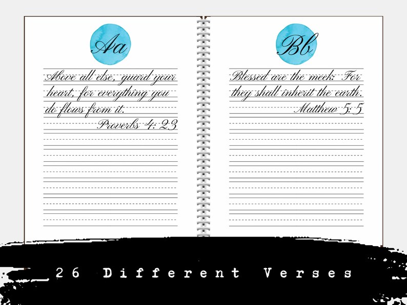 Alphabet Bible Verse COPYWORK, Cursive Copywork Printable, Cursive ...