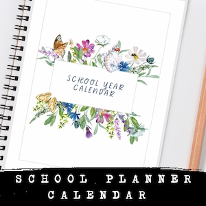 School Planner CALENDAR, 12 Month Blank Calendar, Printable School ...
