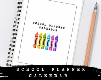 School Planner CALENDAR, 12 Month Blank Calendar, Printable School ...