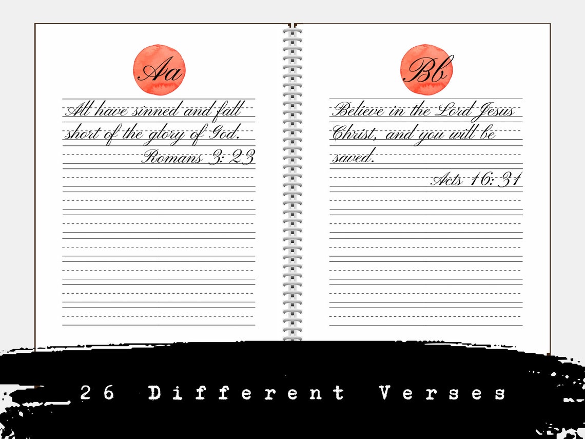 Alphabet Bible Verse COPYWORK, Cursive Scripture Printable, Cursive ...