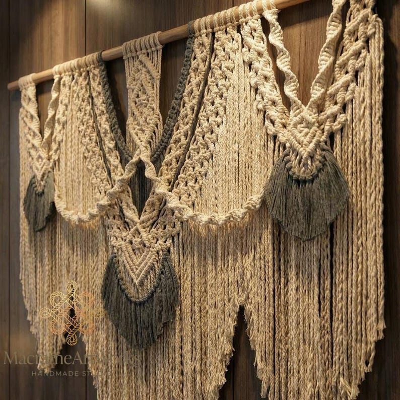 Large Macrame Wall Hanging, Handmade Boho Decor, Statement Fiber Art ...