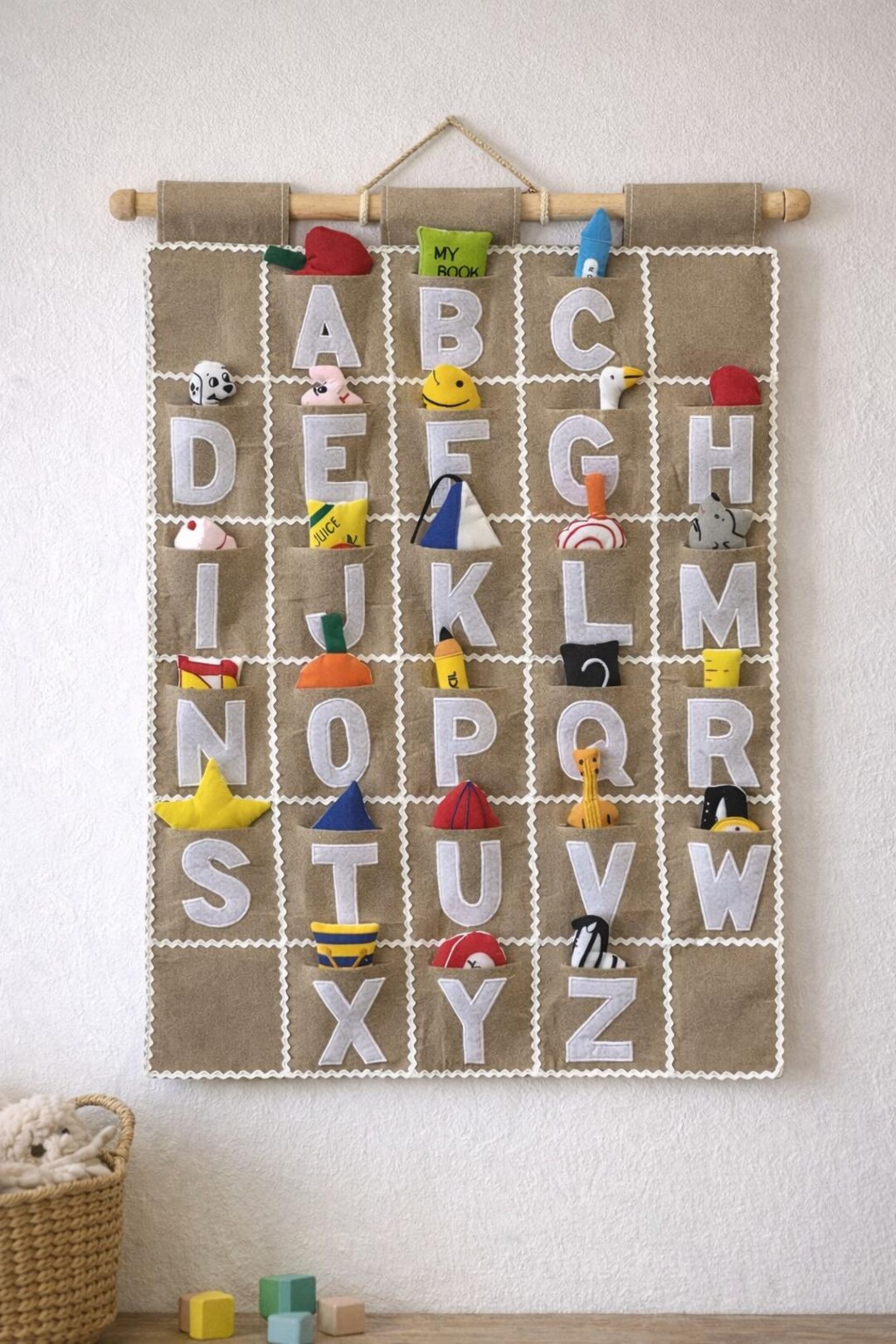 Alphabet Wall Chart for Kids, ABC Felt Wall Hanging, Toddler Early ...