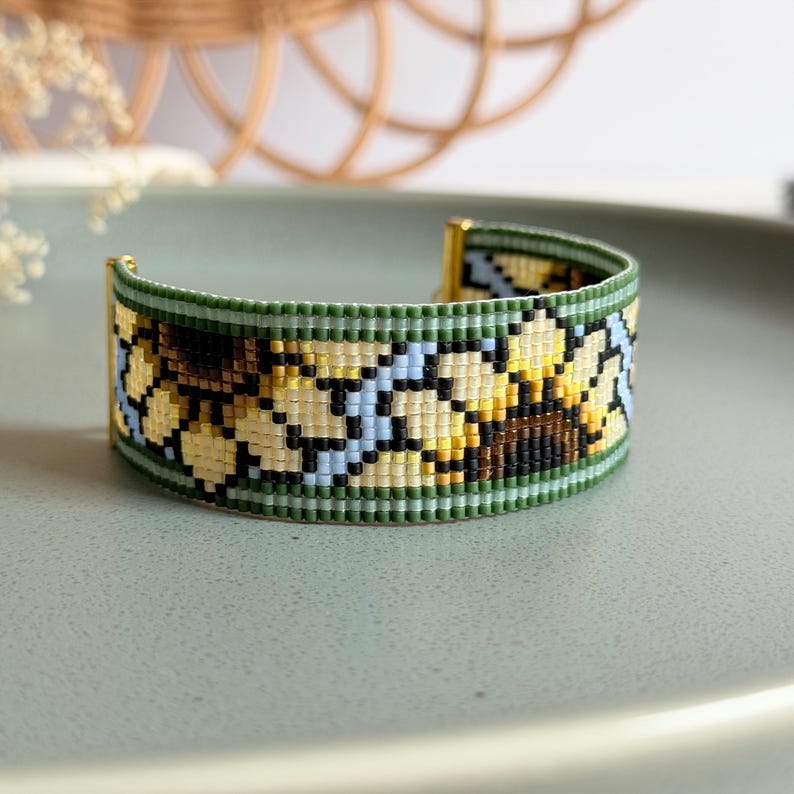 Sunflower Loom Bracelet Beading Pattern – Floral Seed Bead Cuff (PDF ...
