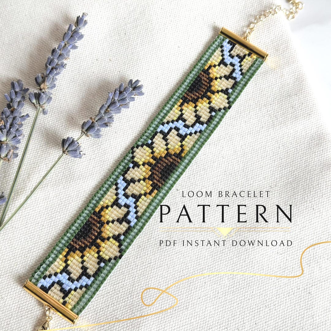 Sunflower Loom Bracelet Beading Pattern – Floral Seed Bead Cuff (PDF ...