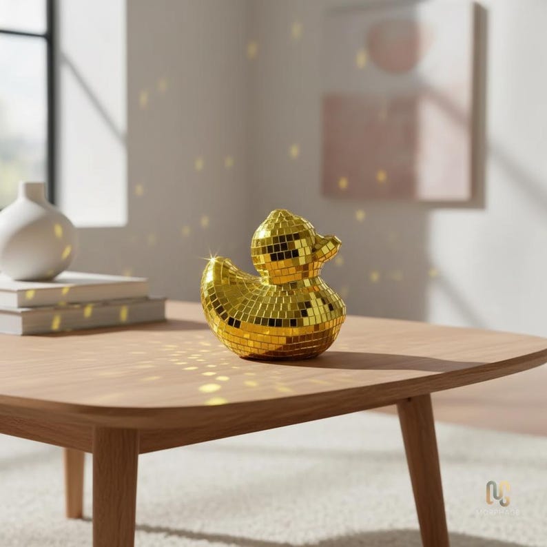 Yellow Disco Duck Ornament: Mirror Ball Style Tabletop Décor - Etsy UK