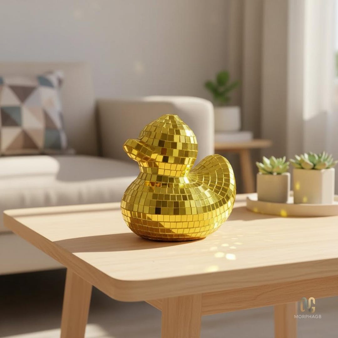 Yellow Disco Duck Ornament: Mirror Ball Style Tabletop Décor - Etsy UK