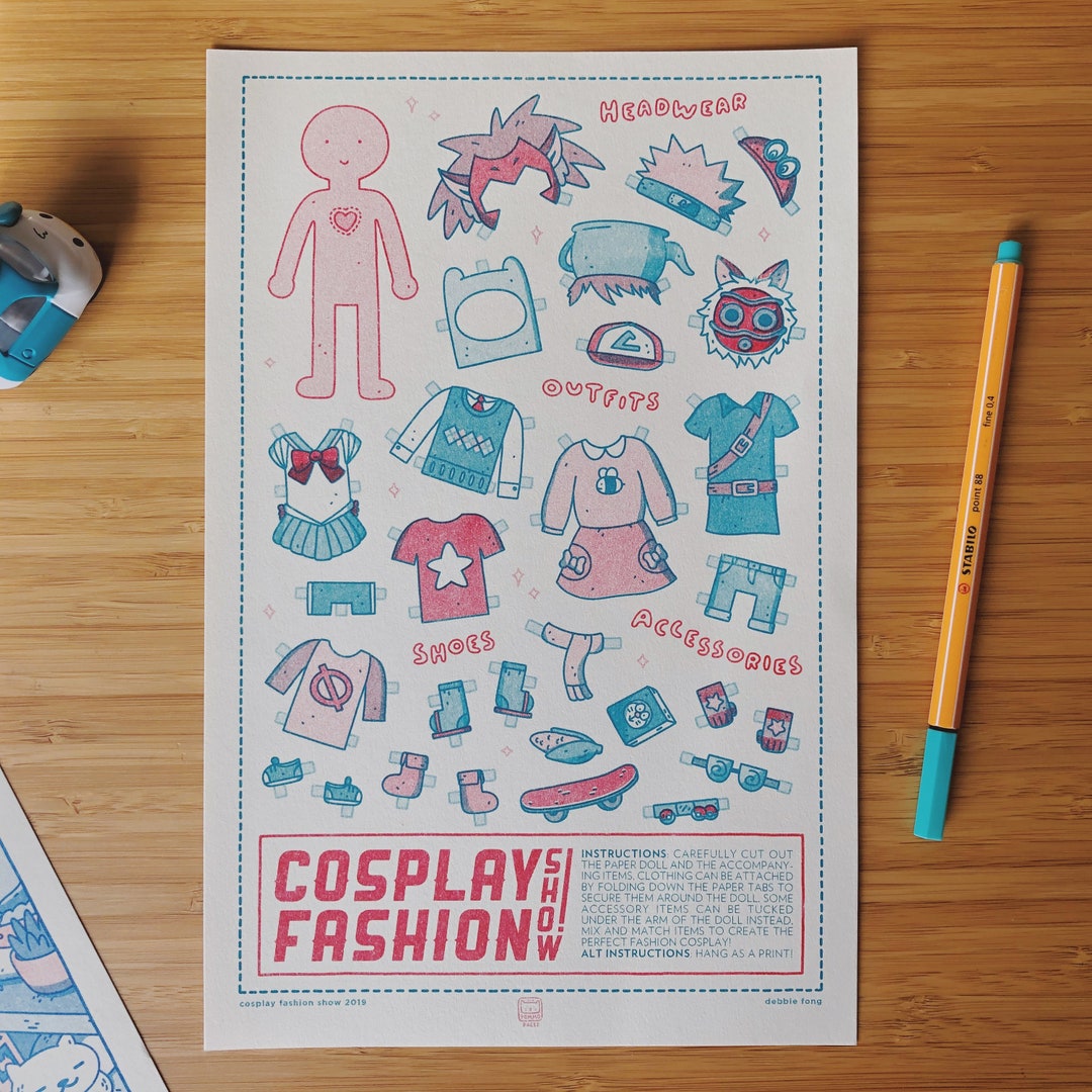 Cosplay Fashion Show Paper Doll Risograph Print - Etsy