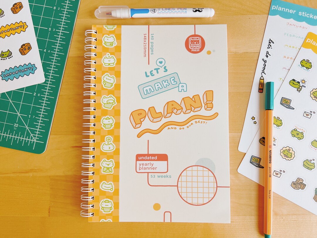 Undated Yearly Planner - A Colorful Datebook With Encouraging ...