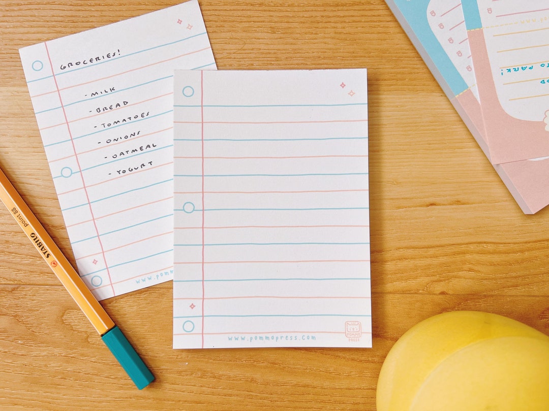 3 Hole Punch Mini Notepad - Illustrated Lined Paper for Writing Notes ...