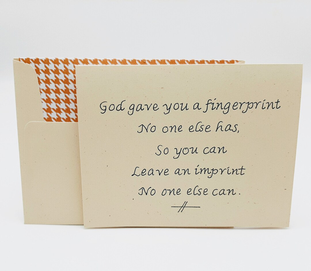 God Gave Fingerprint Message Inspirational Greeting Card faith Message ...