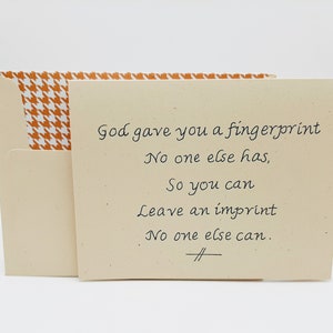 God Gave Fingerprint Message Inspirational Greeting Card | Etsy